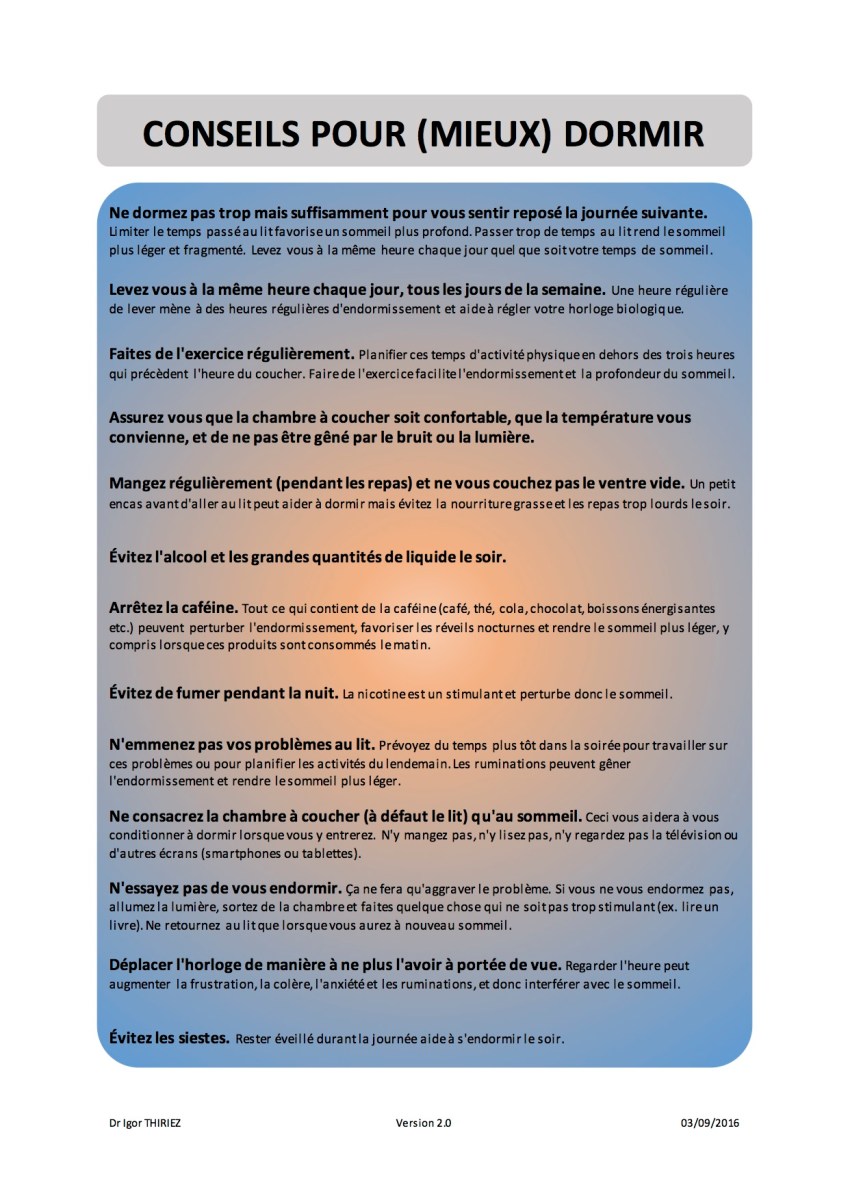 Conseils Pour Mieux Dormir Aliéniste Rockologue